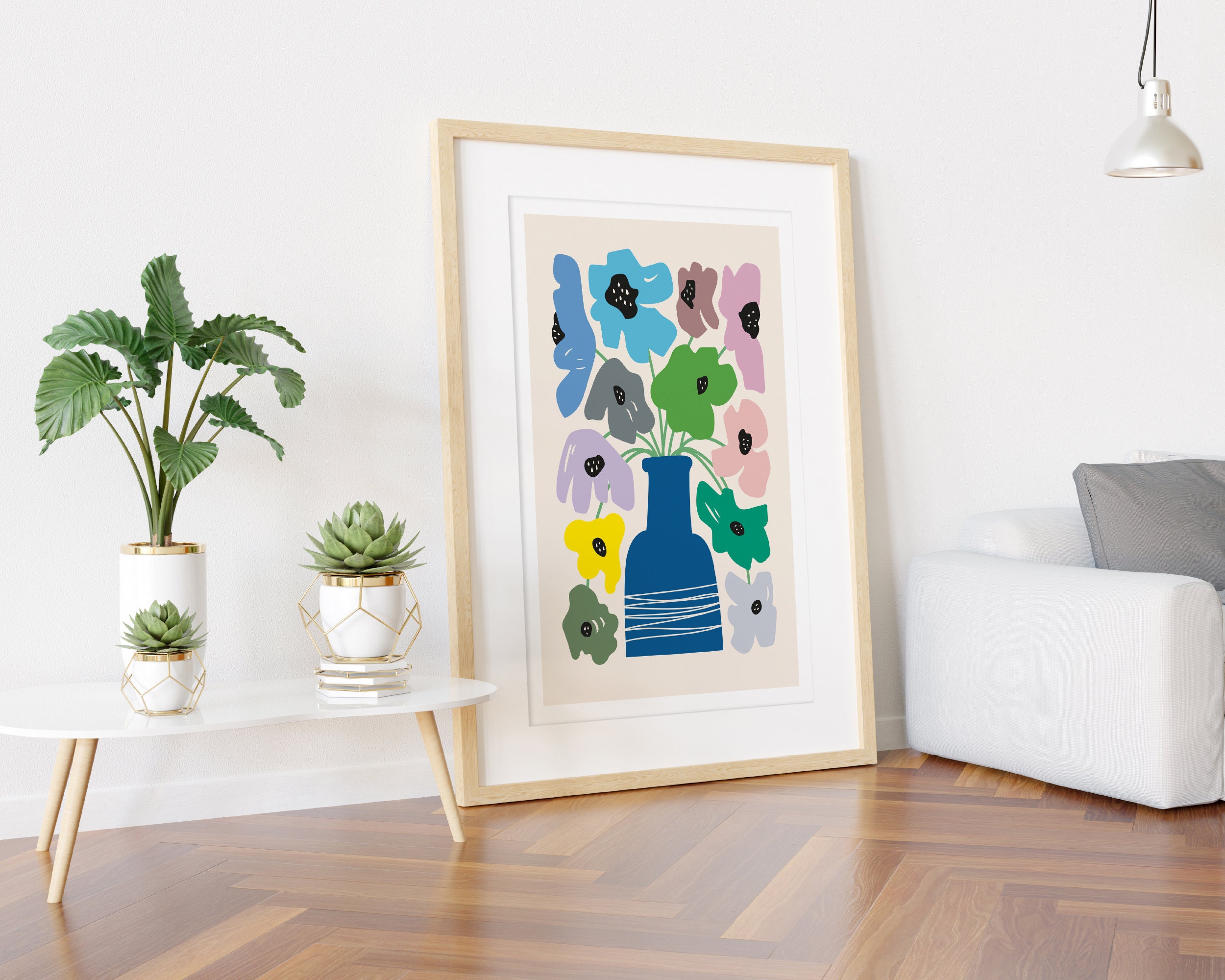 Vase With Mixed Flowers Wall Art Instant Download Printable, Bright ...