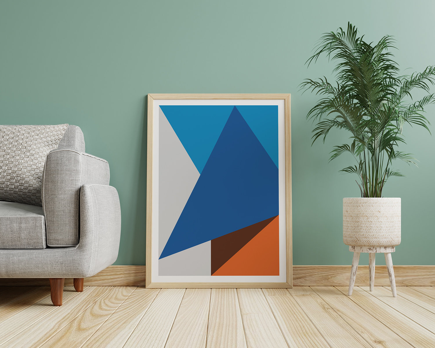 Printable Blue Geometric Wall Art, Original Modern Shapes and Forms Art ...