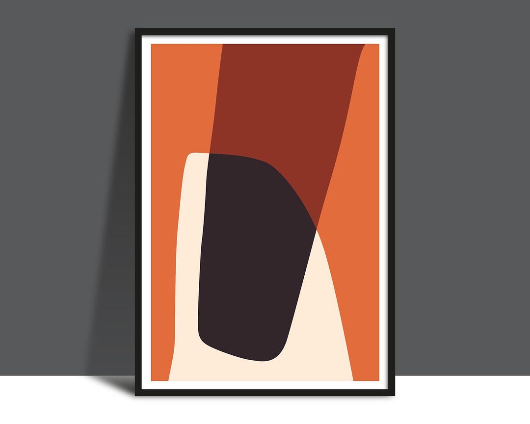 Printable Abstract Orange Red Shapes Wall Art, Instant Download Poster ...