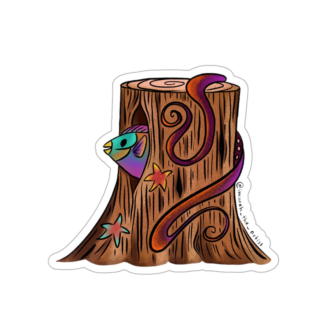 Parrot Fish Sticker // Fish in a Tree Sticker // Tree Trunk Sticker - Etsy