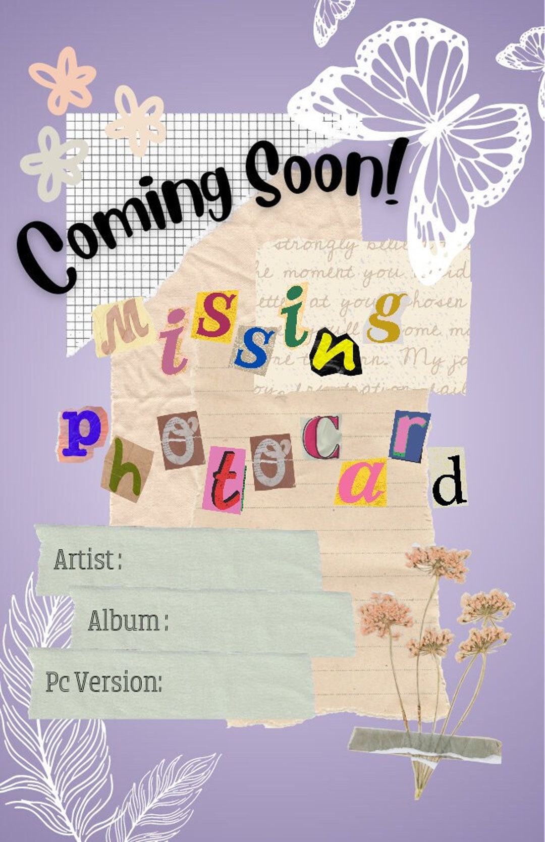 Missing Photocard Template - Etsy