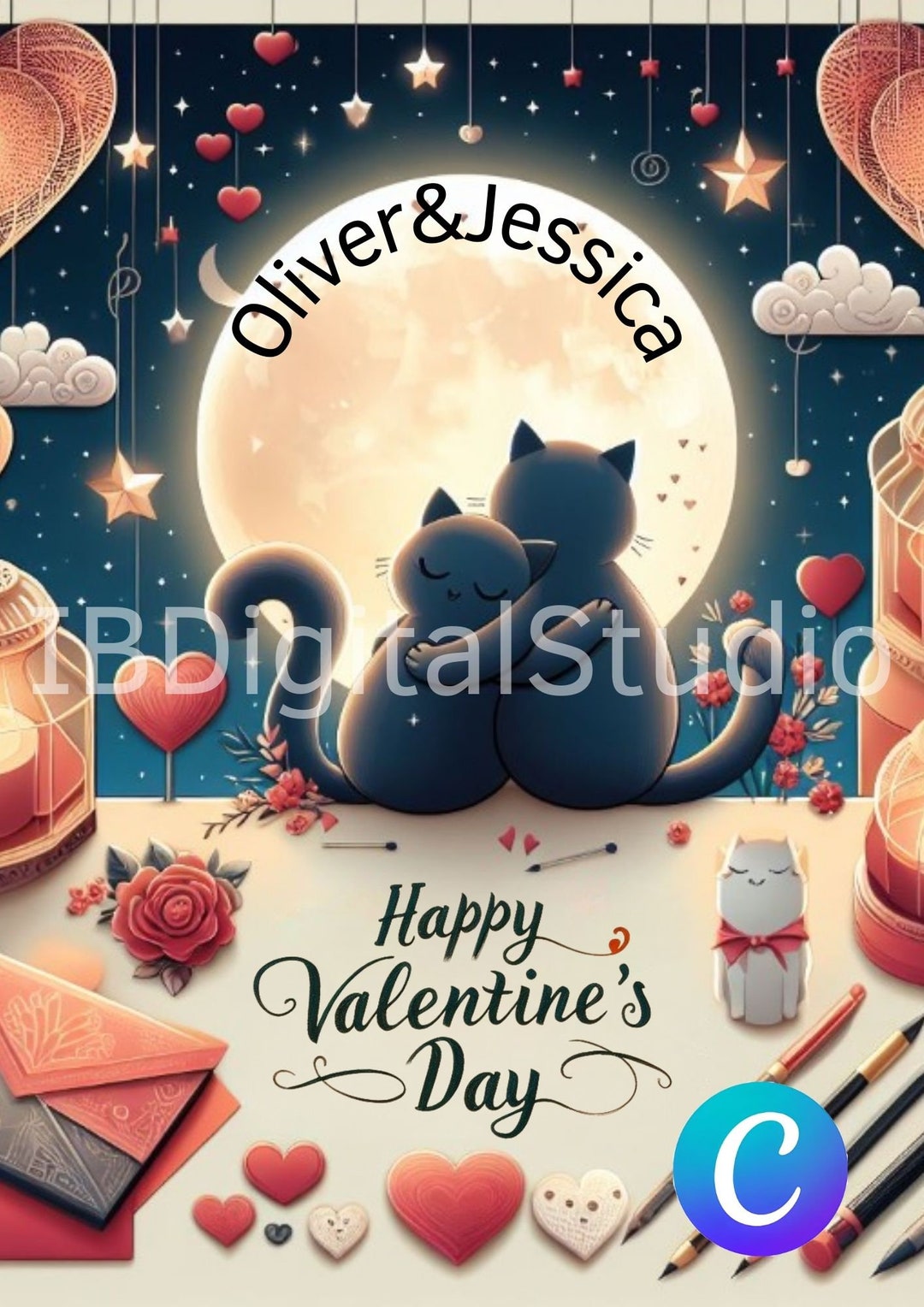 Valentine's Day Card Editable in Canva,cat Valentine Card,special Gift ...