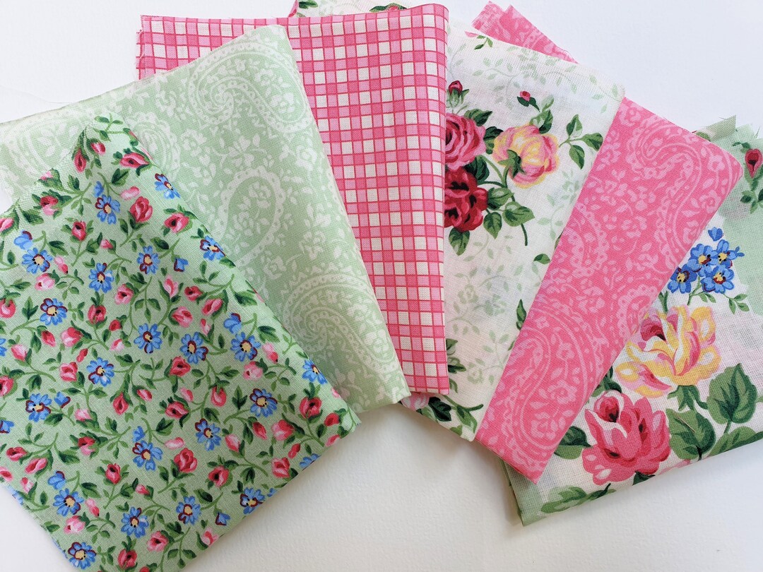 6 Coordinated American Fabric Cuts for Patchwork Quilting, Shabby Chic ...