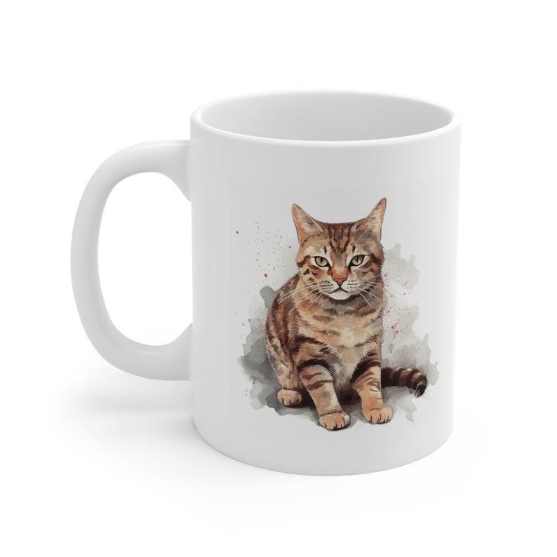 Brown Tabby Cat Mug, Cute Brown Tabby Cat Watercolor Art, Cat Mom and ...