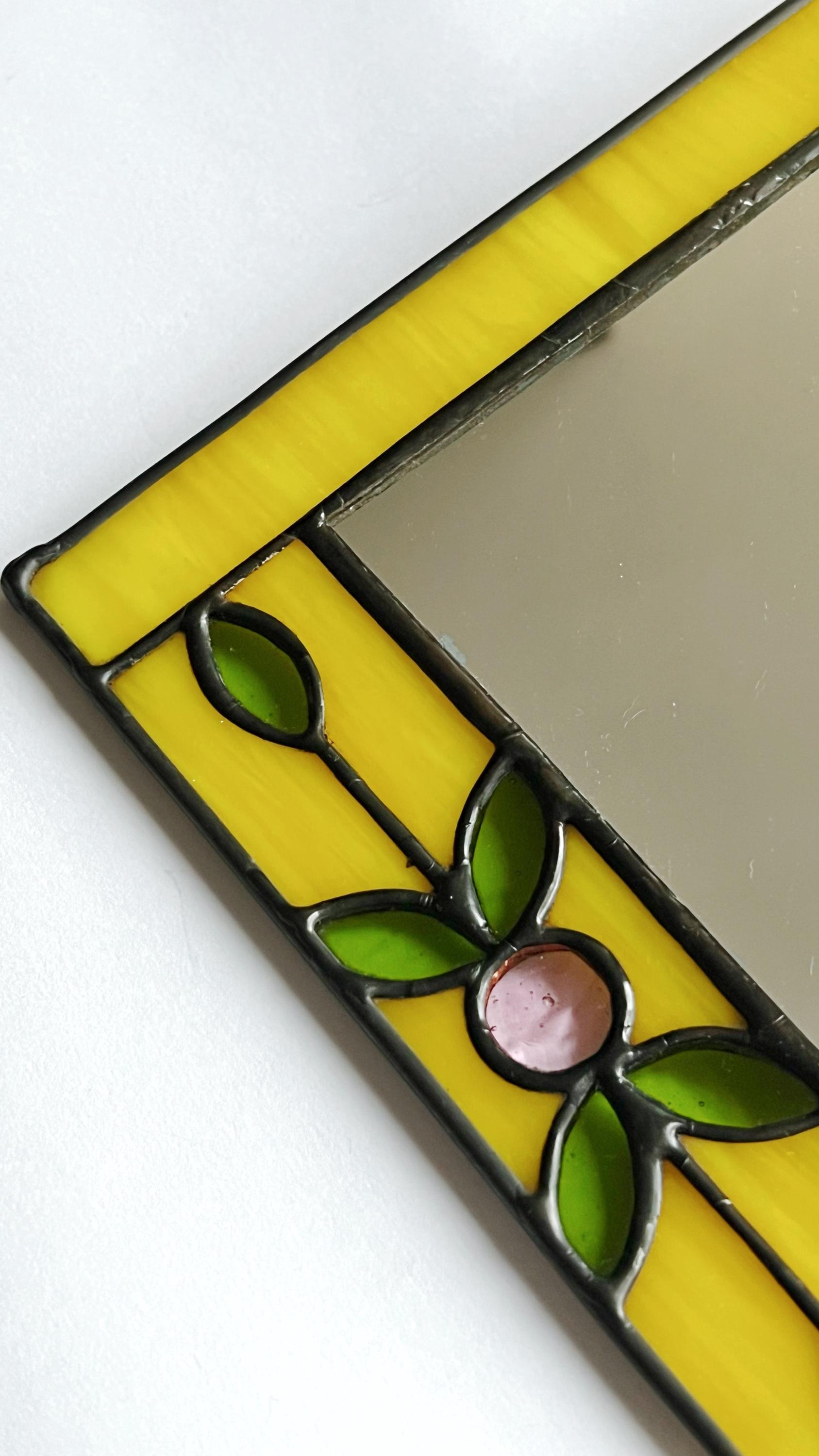 Stained Glass Mirror Arched Floral Mirror, Modern Stained Glass Decor ...