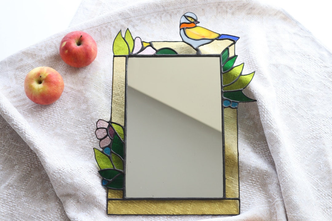 Elegant Stained Glass Mirror - Nature Interior Decor - Floral ...