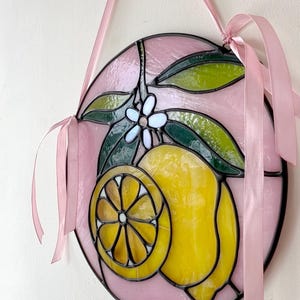 Lemon Stained Glass Panel: Round Tropical Kitchen Decor - Etsy