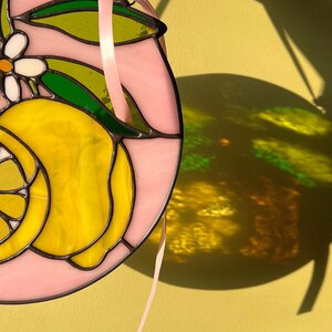 Lemon Stained Glass Panel: Round Tropical Kitchen Decor - Etsy