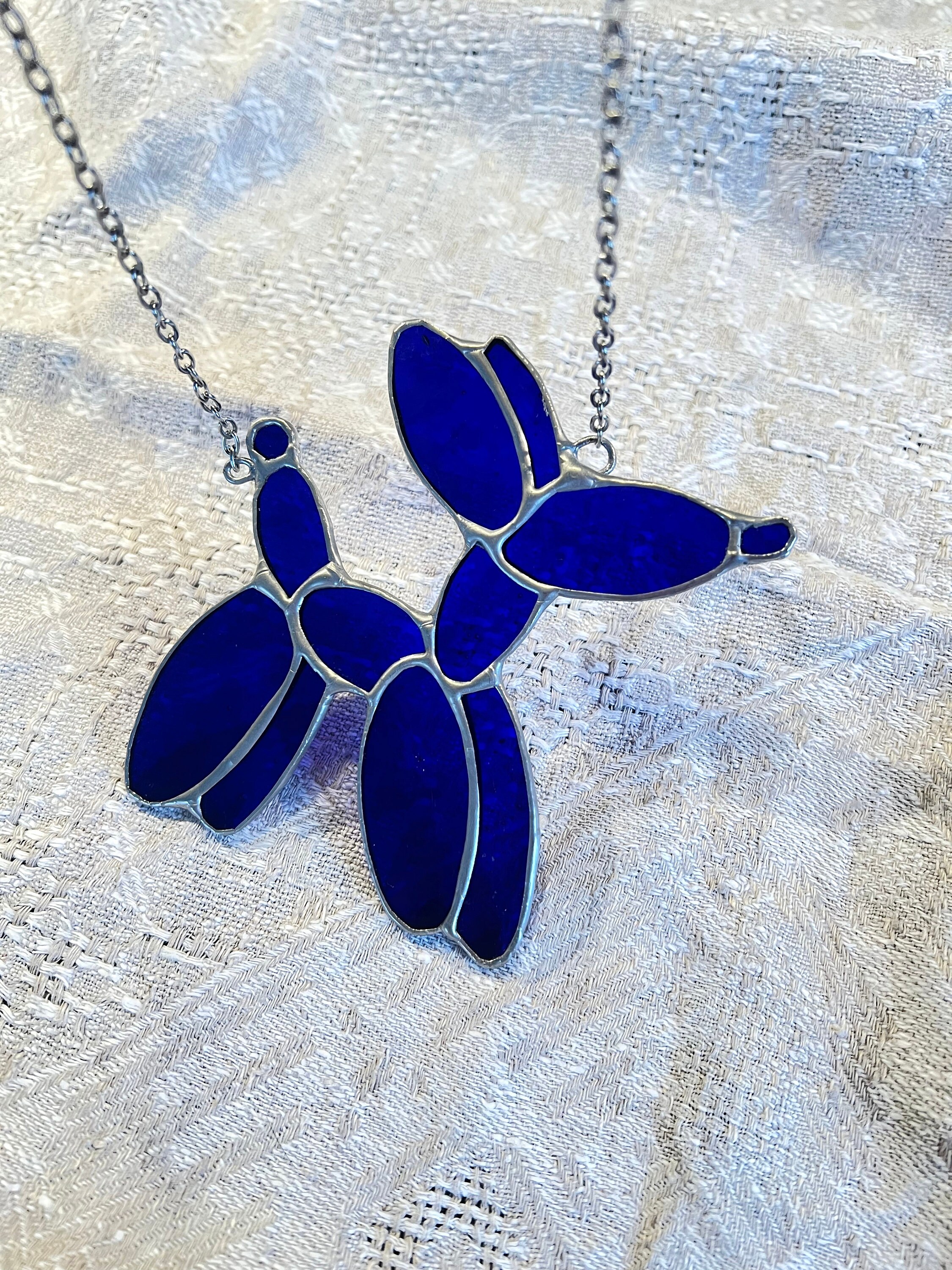 Stained Glass Balloon Dog Suncatcher: Blue Puppy Window Hanging - Etsy