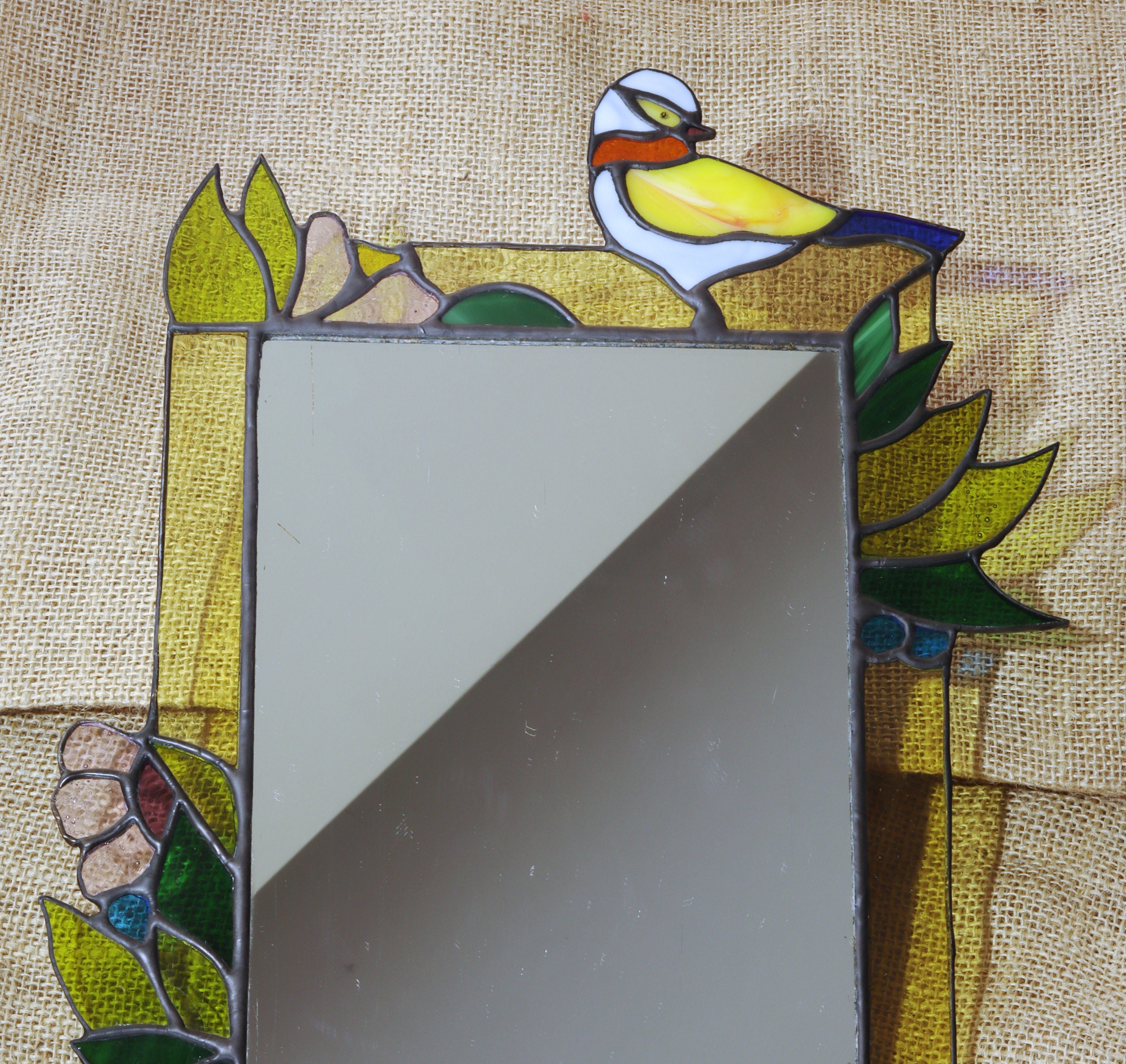 Elegant Stained Glass Mirror Nature Floral Interior Decor - Etsy