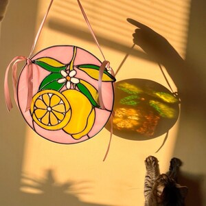 Lemon Stained Glass Panel: Round Tropical Kitchen Decor - Etsy