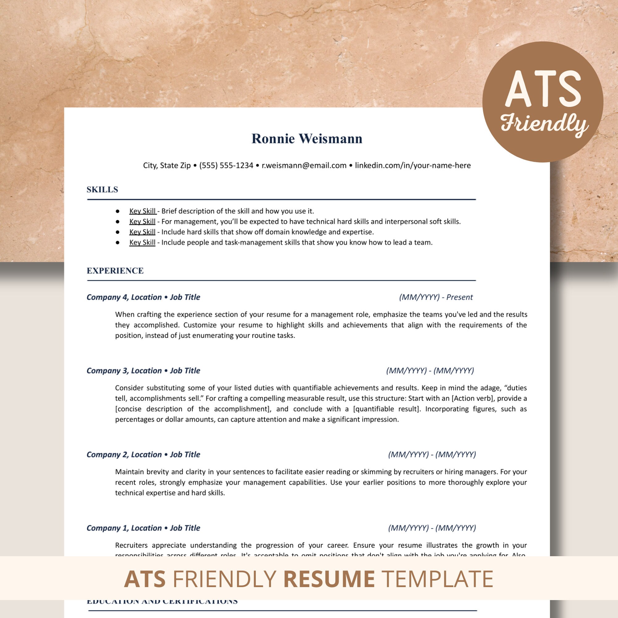 Minimalistic ATS Friendly Resume Template Cover Letter & Reference List ...