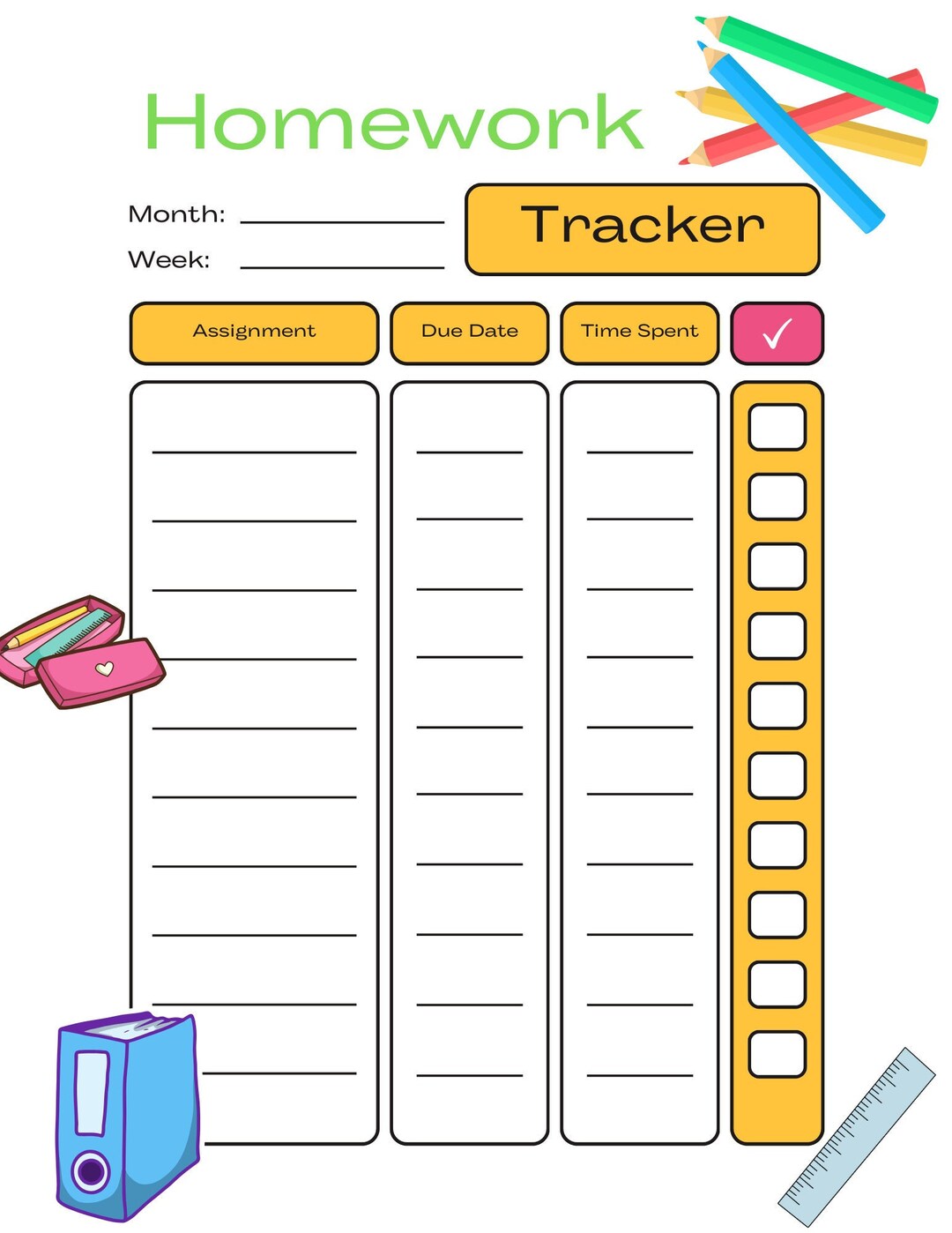 The Homework Tracker Sheet - Etsy