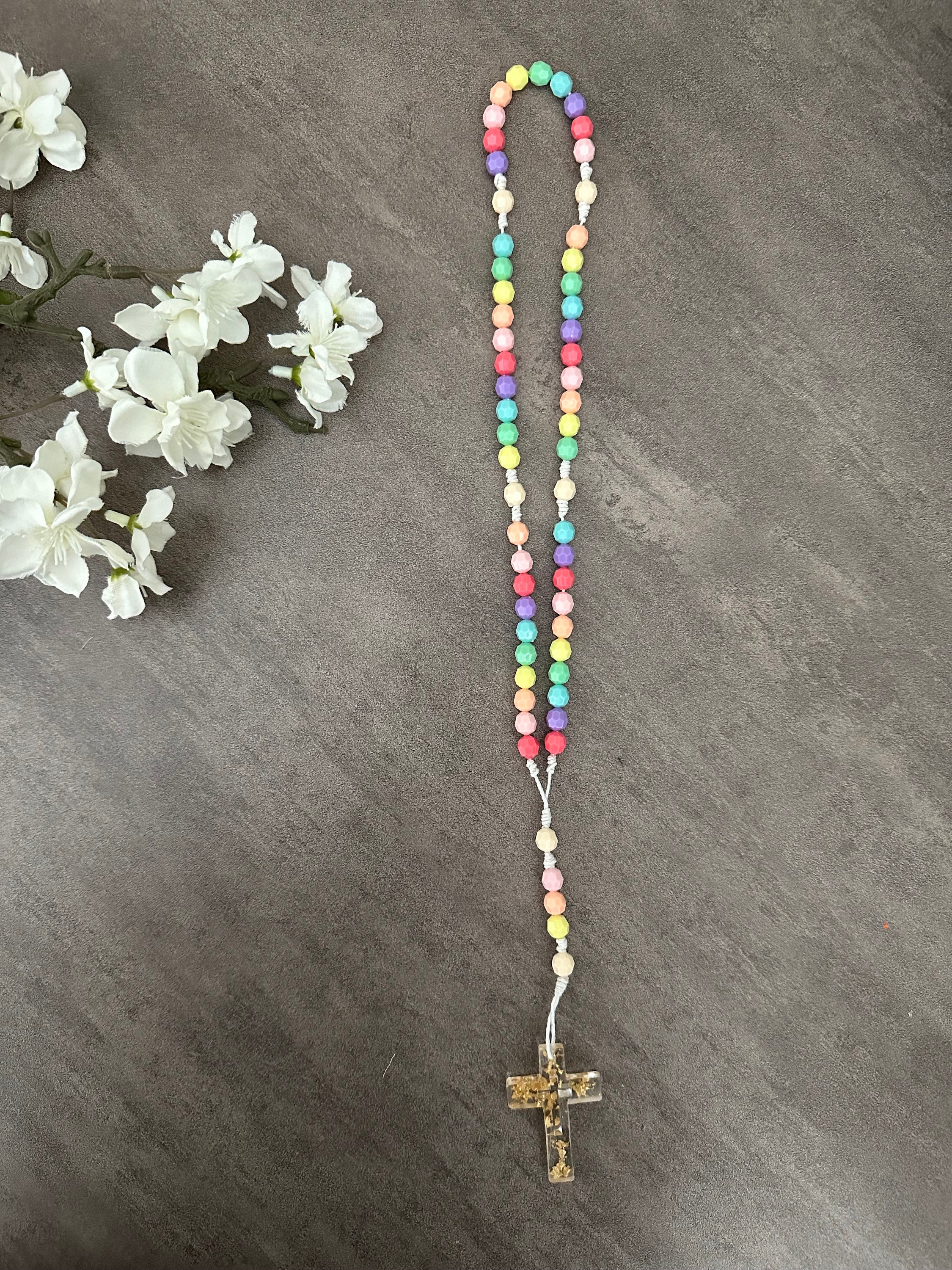 Sign of Peace Rosary pastel Rainbow - Etsy