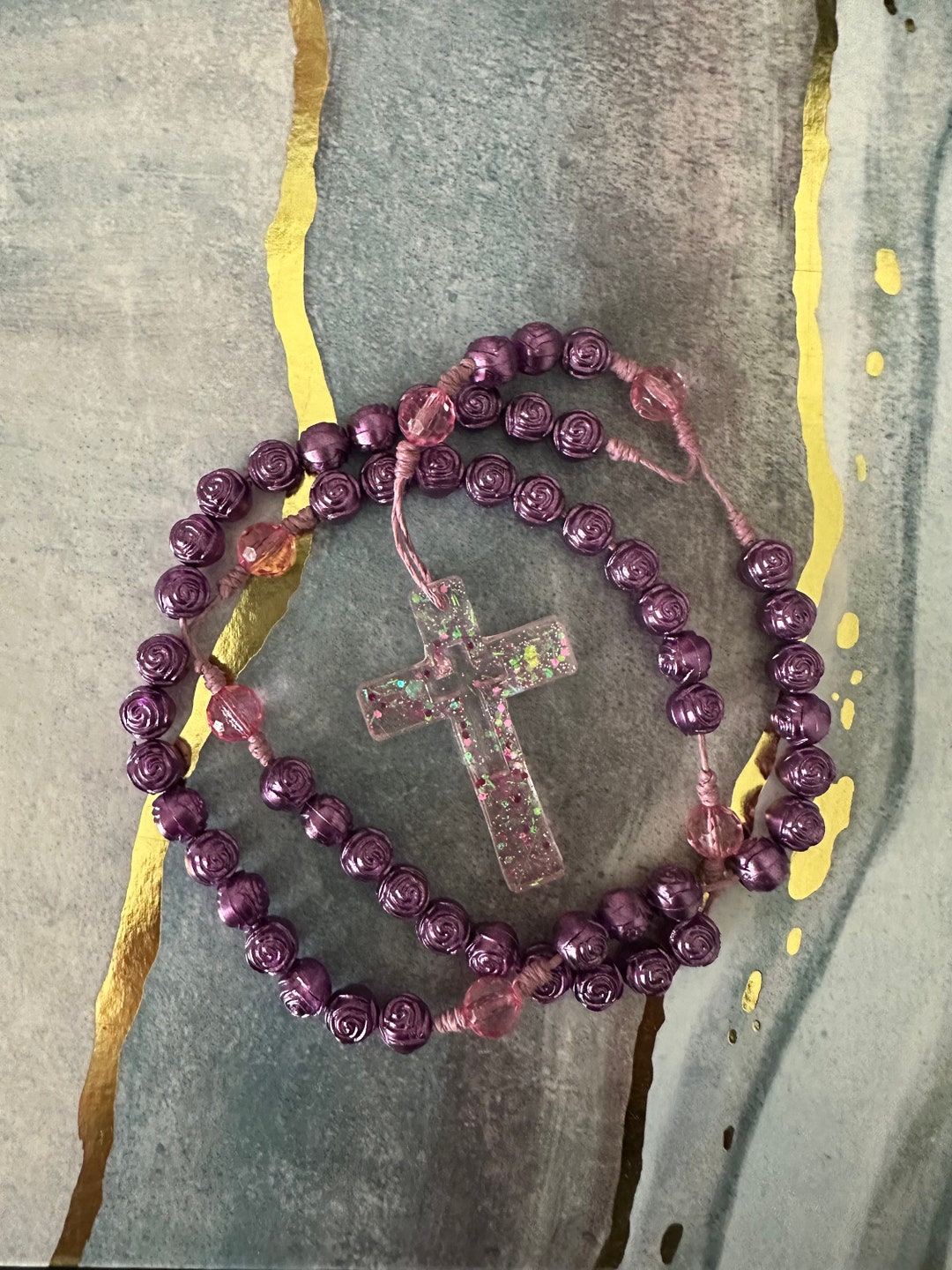 Advent Rosary purple Rose & Pink - Etsy