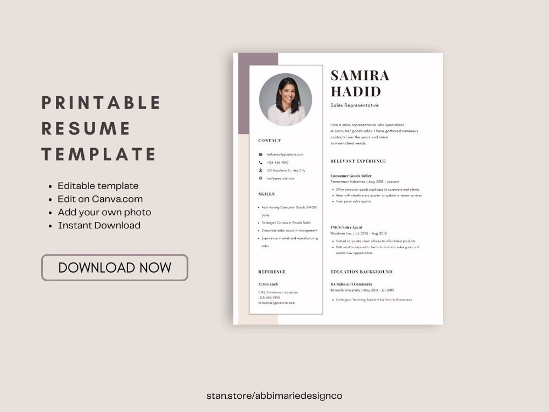 Editable Minimalist RESUME Template - Etsy Australia