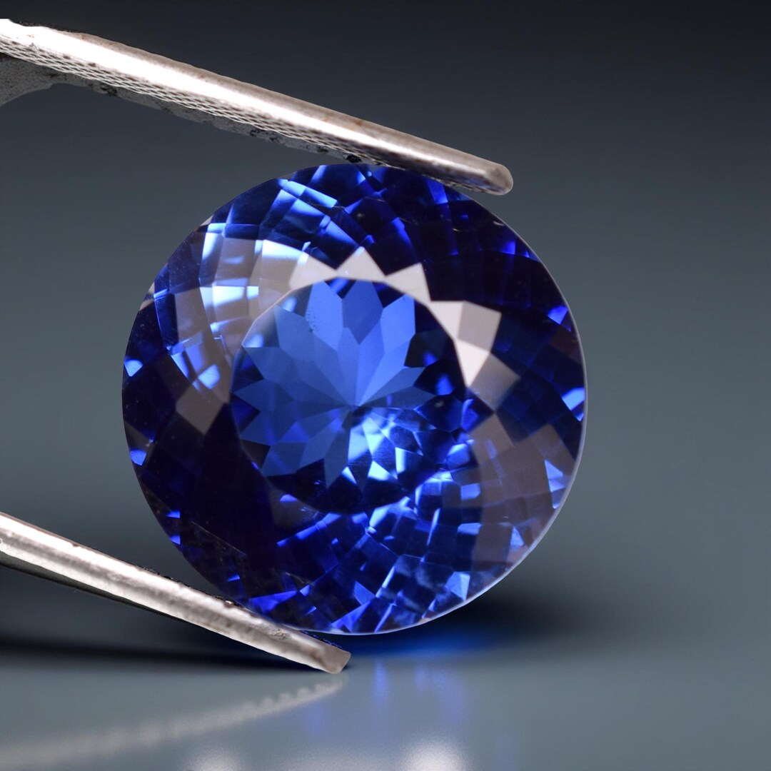 Round Cut Blue Color Sapphire: Lab Grown Gemstone 16.55 Ct - Etsy