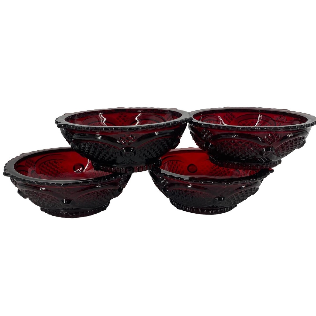 Set 4 Vintage Avon Cape Cod Dessert Bowl 5 Ruby Red 1876 Salad - Etsy