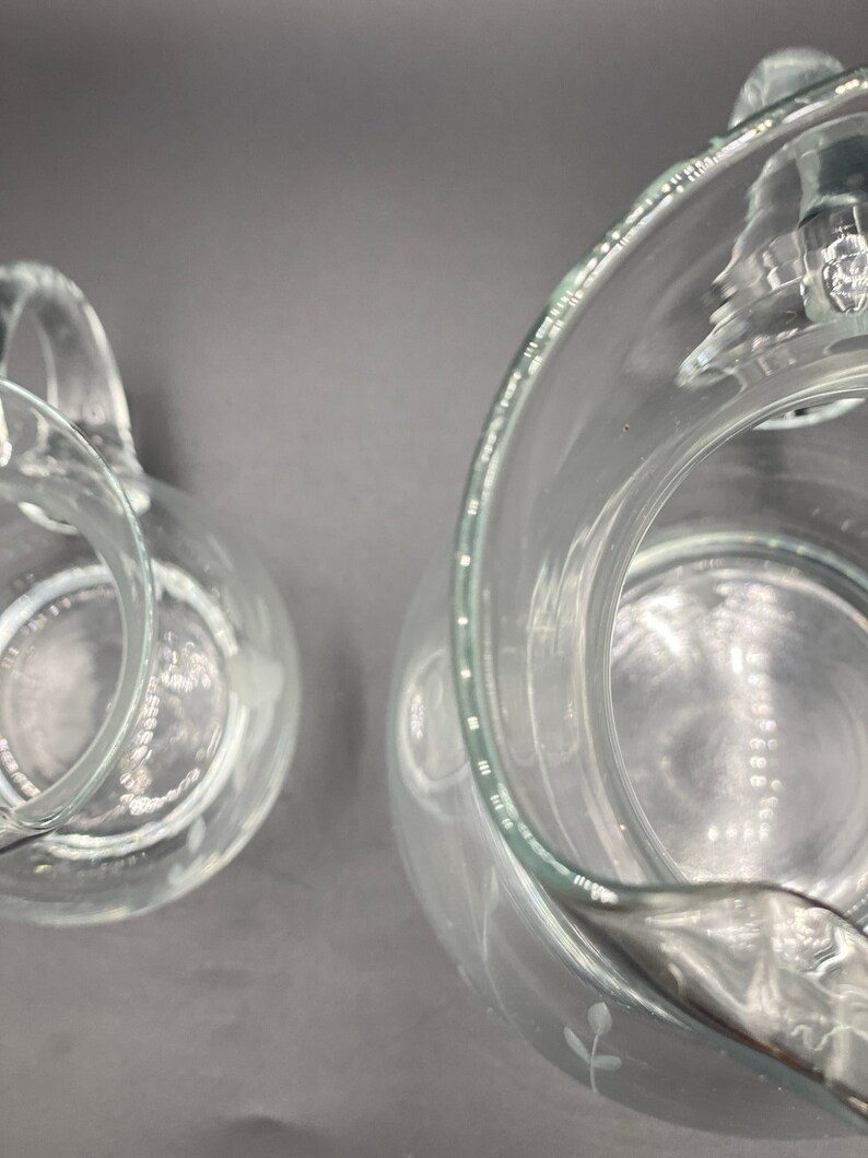 2 VTG Water Pitcher Princess House Heritage Carafe Etched Crystal Ice ...