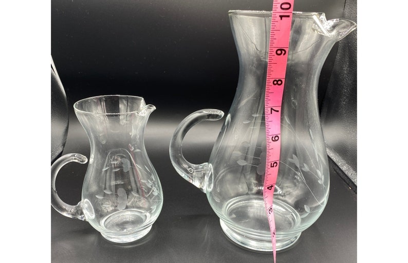 2 VTG Water Pitcher Princess House Heritage Carafe Etched Crystal Ice ...