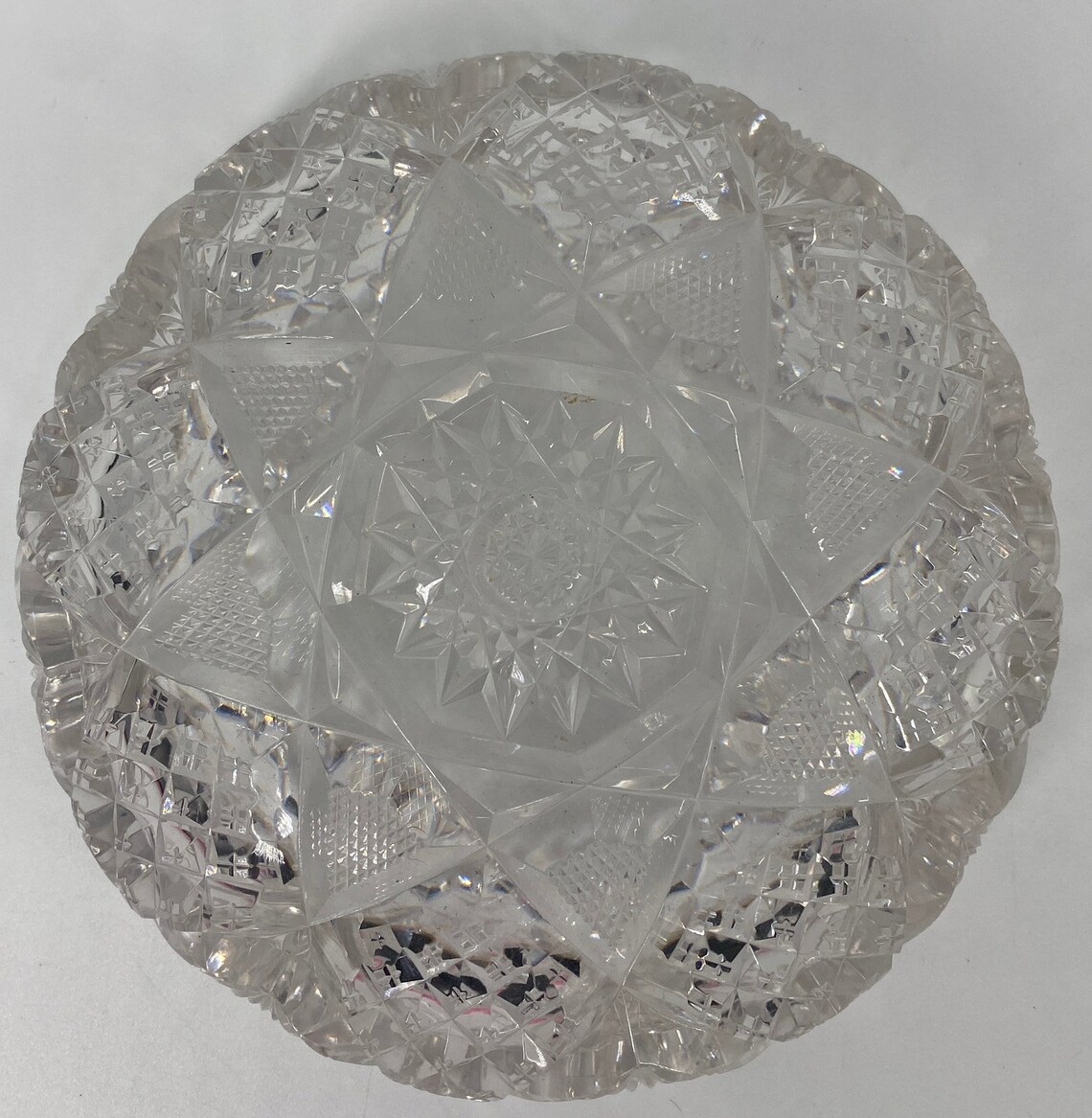 1940's VINTAGE Cut Crystal Bowl Sawtooth Edge Brilliant American - Etsy