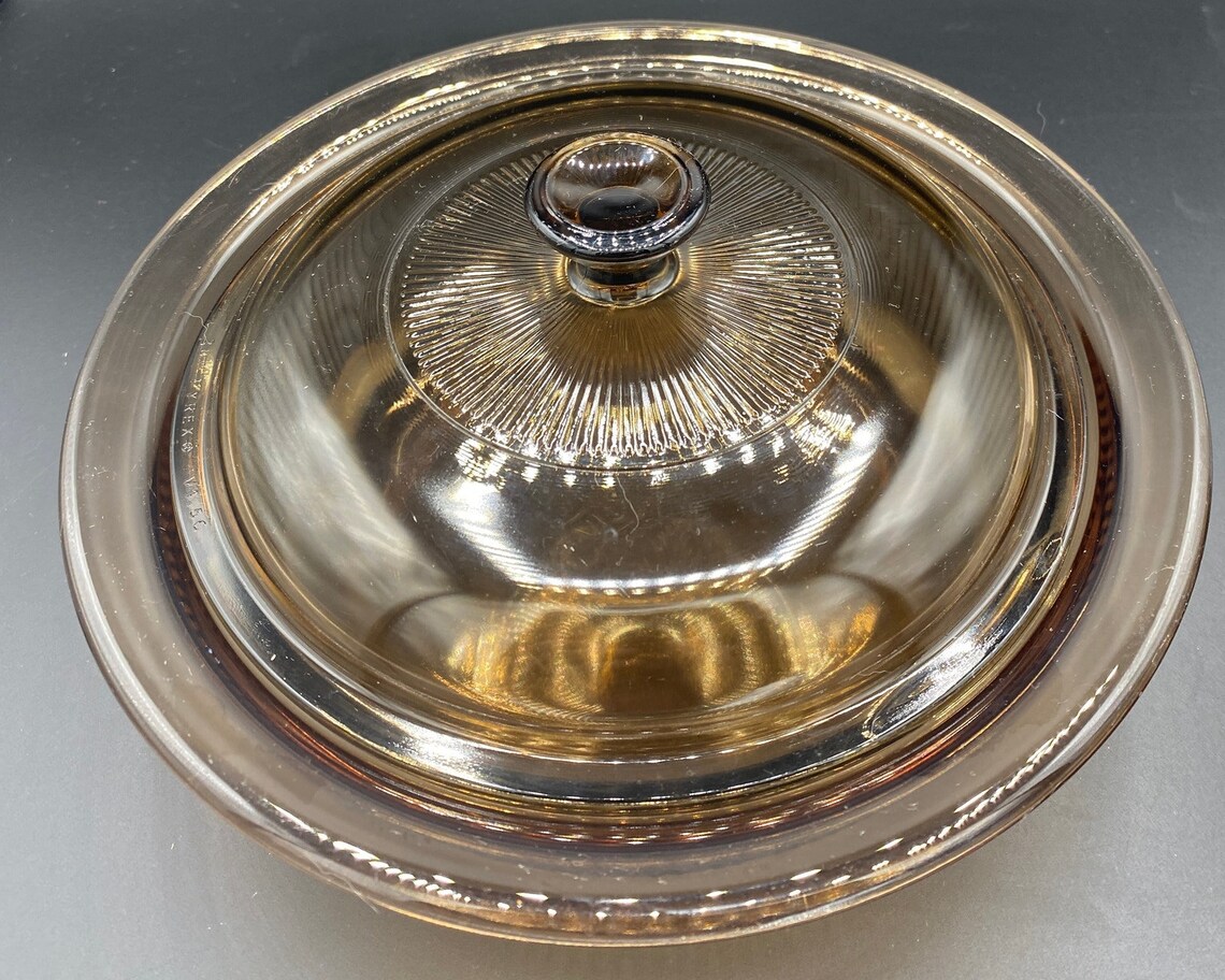 VTG Set 4 Corning PYREX Vision Ware 1 Qt Ribbed Glass Dutch Oven Lid ...