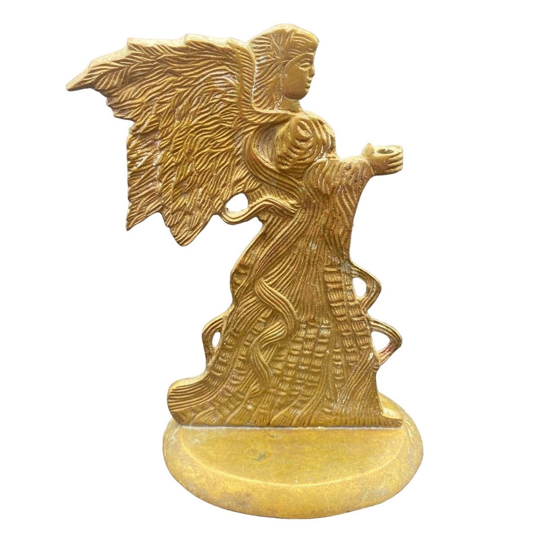 Vintage Solid Brass Angel Candle Holder Christmas Holiday Decor ...