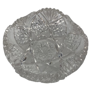 1940's VINTAGE Cut Crystal Bowl Sawtooth Edge Brilliant American - Etsy