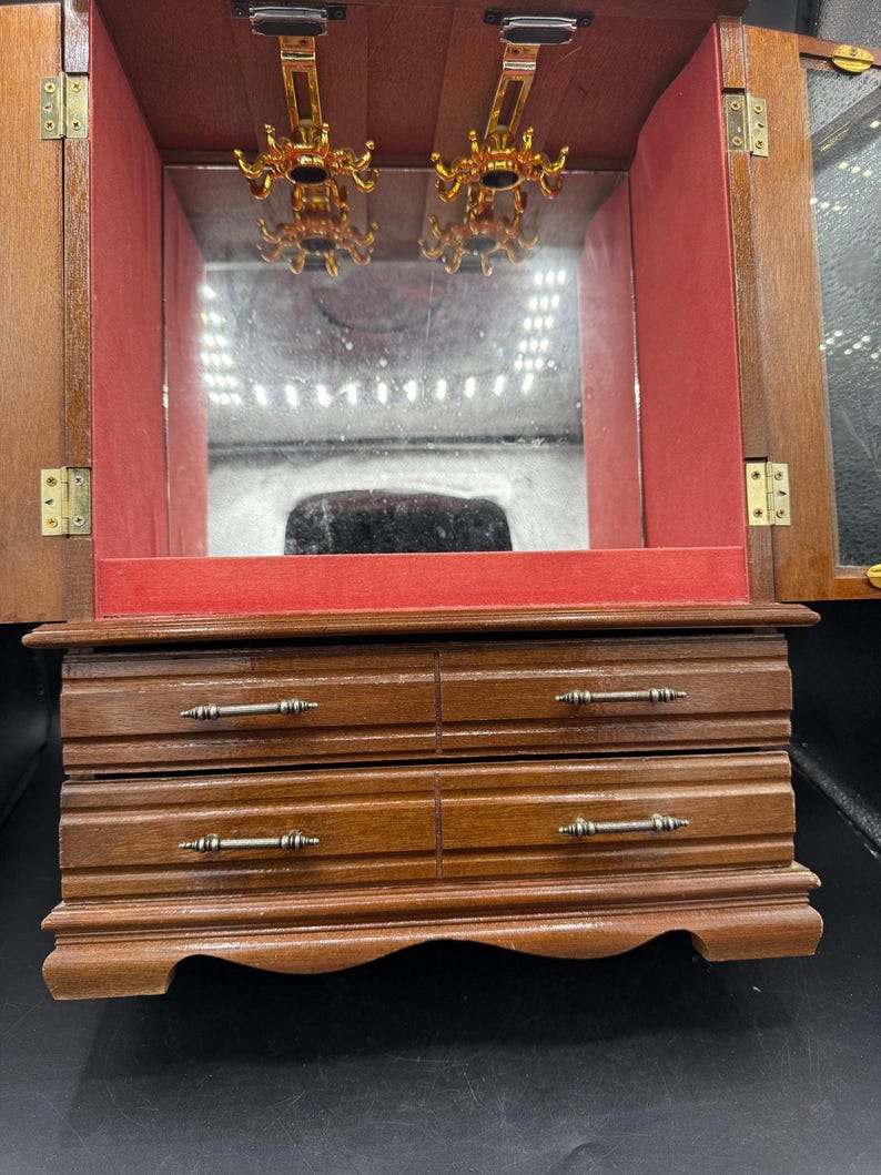 VTG Commodore Collection by Rosalco Wood and Etched Glass Jewelry Box ...