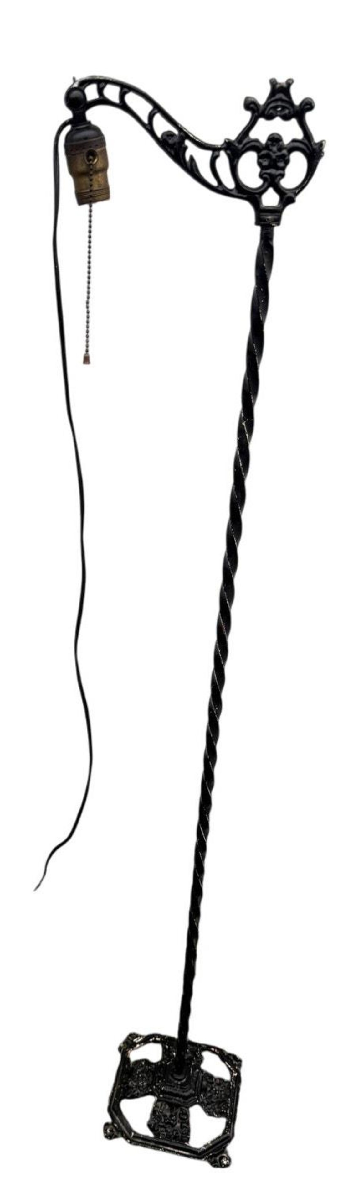 Antique Art Deco Bridge Arm Floor Lamp Cast Iron Blak VTG MCM Plug ...