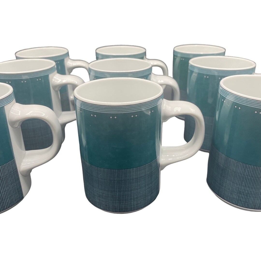 Vtg Set of 5 Dansk Gridworks Coffee Cup Mug Teal Blue Green - Etsy