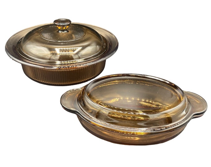 VTG Set 4 Corning PYREX Vision Ware 1 Qt Ribbed Glass Dutch Oven Lid ...