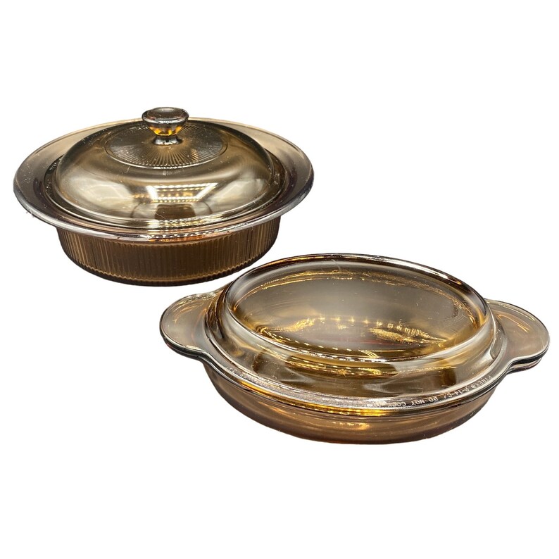 VTG Set 4 Corning PYREX Vision Ware 1 Qt Ribbed Glass Dutch Oven Lid ...