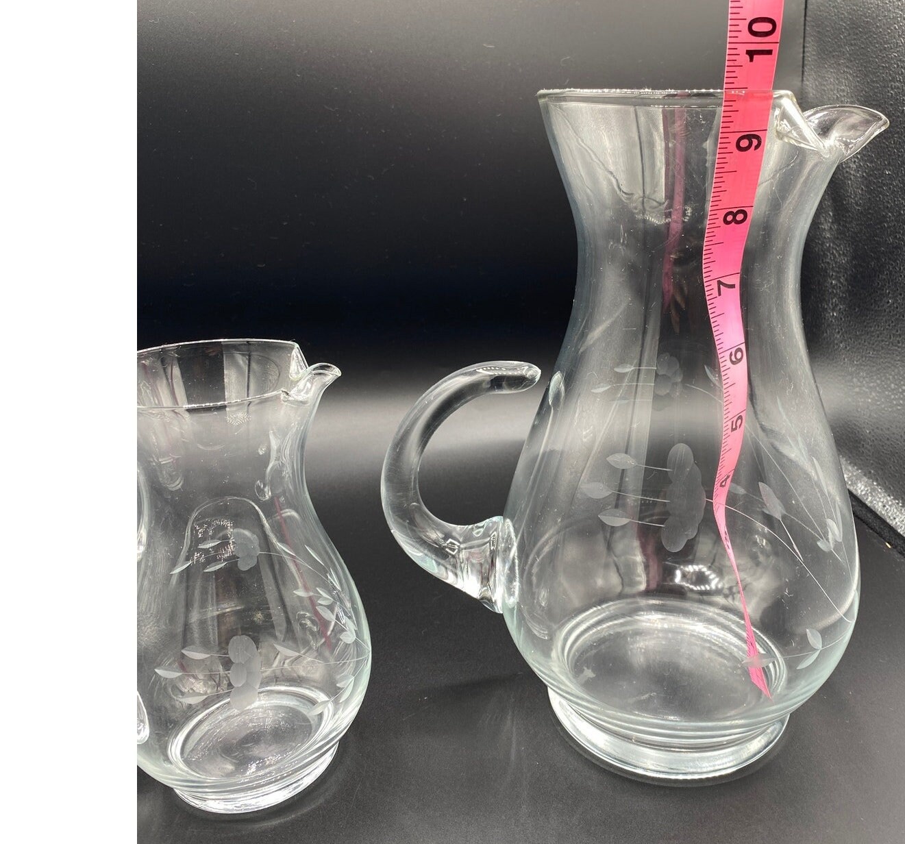 2 VTG Water Pitcher Princess House Heritage Carafe Etched Crystal Ice ...