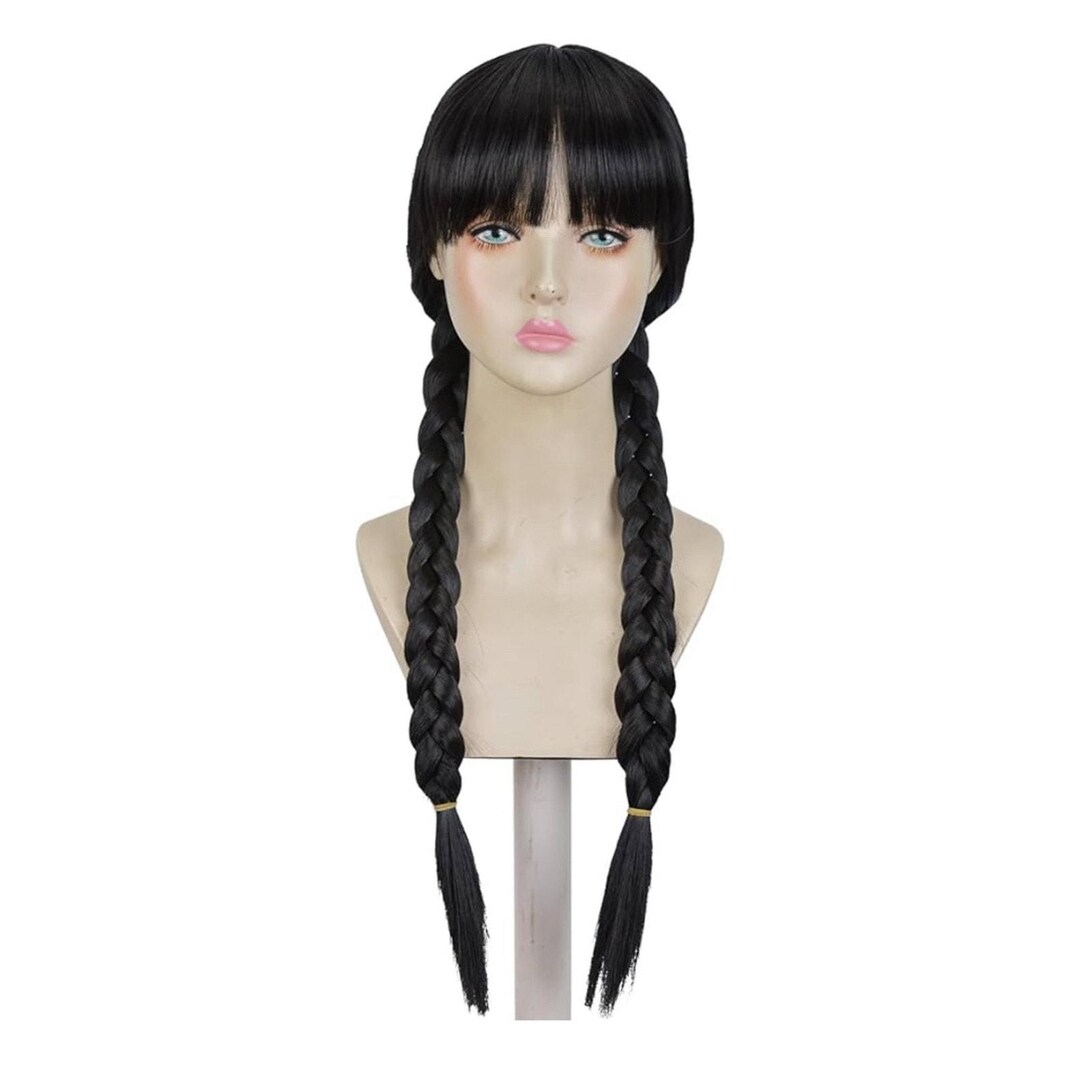 New Wig Wednesday Adams Long Black Braided Bang Native American - Etsy