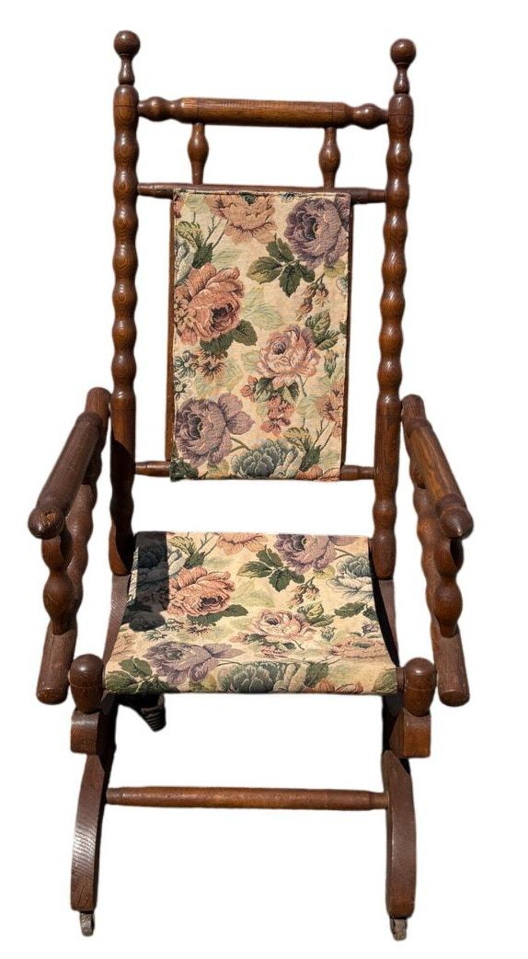 Antique Platform Spring Rocker Upholstered Eastlake Rocking Chair Coil ...