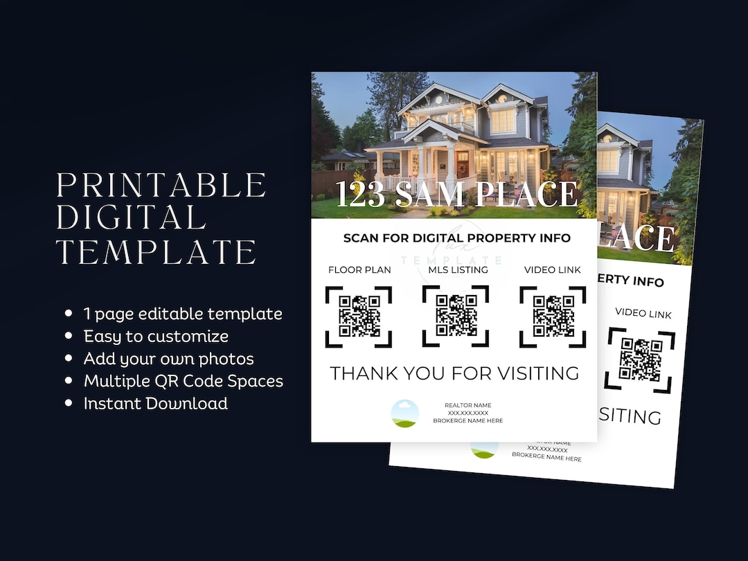 Real Estate Open House Flyer Template: Customizable QR Code Canva ...