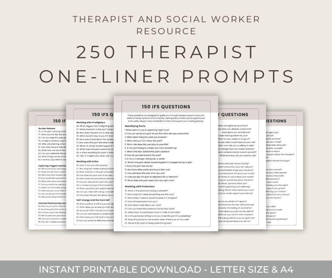 250 Therapist One-liners, Reflection Prompts (PDF) - Etsy