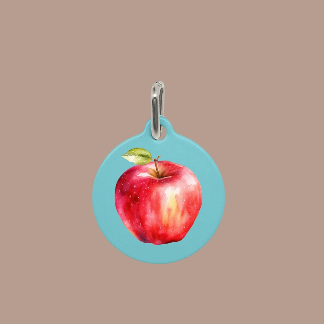 Apple Pet Id Tag, Metal Pet Id Tag With Ring, Apple Dog Id Tag, Apple ...