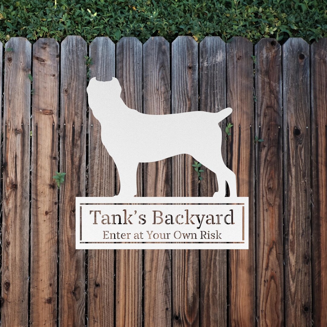 Custom Metal Dog Gate Sign: Breed Silhouette, Enter at Own Risk - Etsy