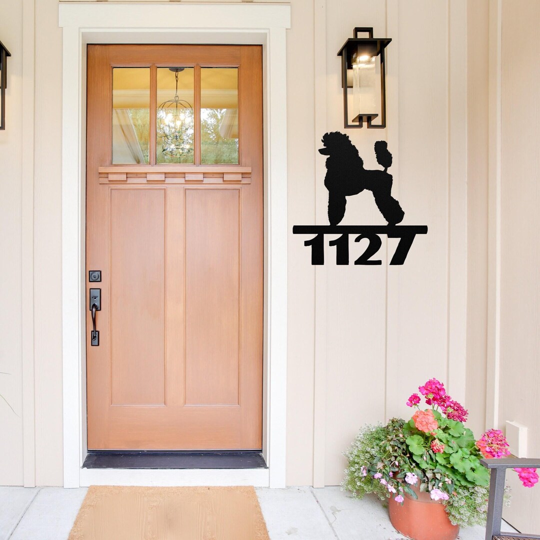 Poodle, Poodle Address Sign, Metal Address Sign, Hanging Address Sign ...