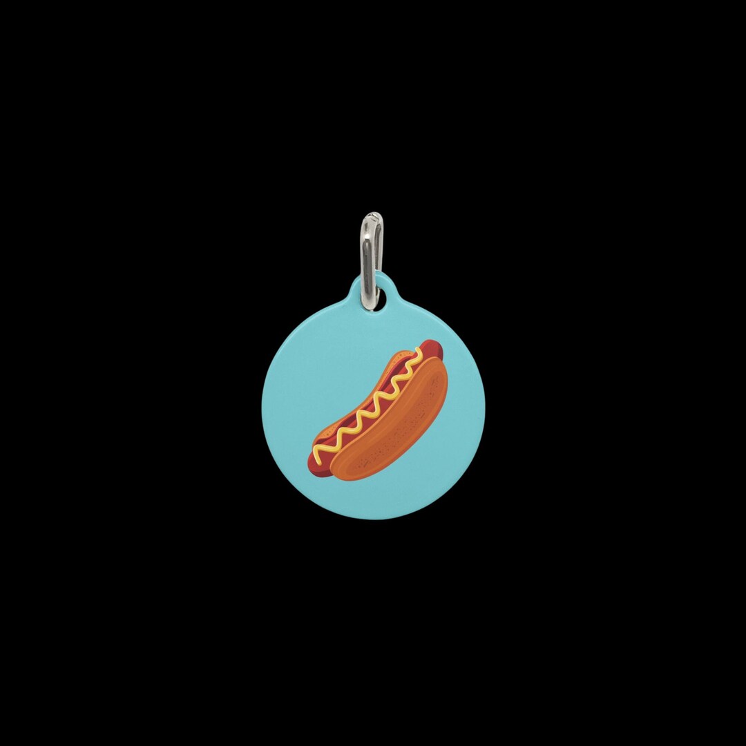 Hot Dog, Hot Dog Pet Id Tag, Hot Dog Cat Tag, Metal Pet Tag With Ring ...