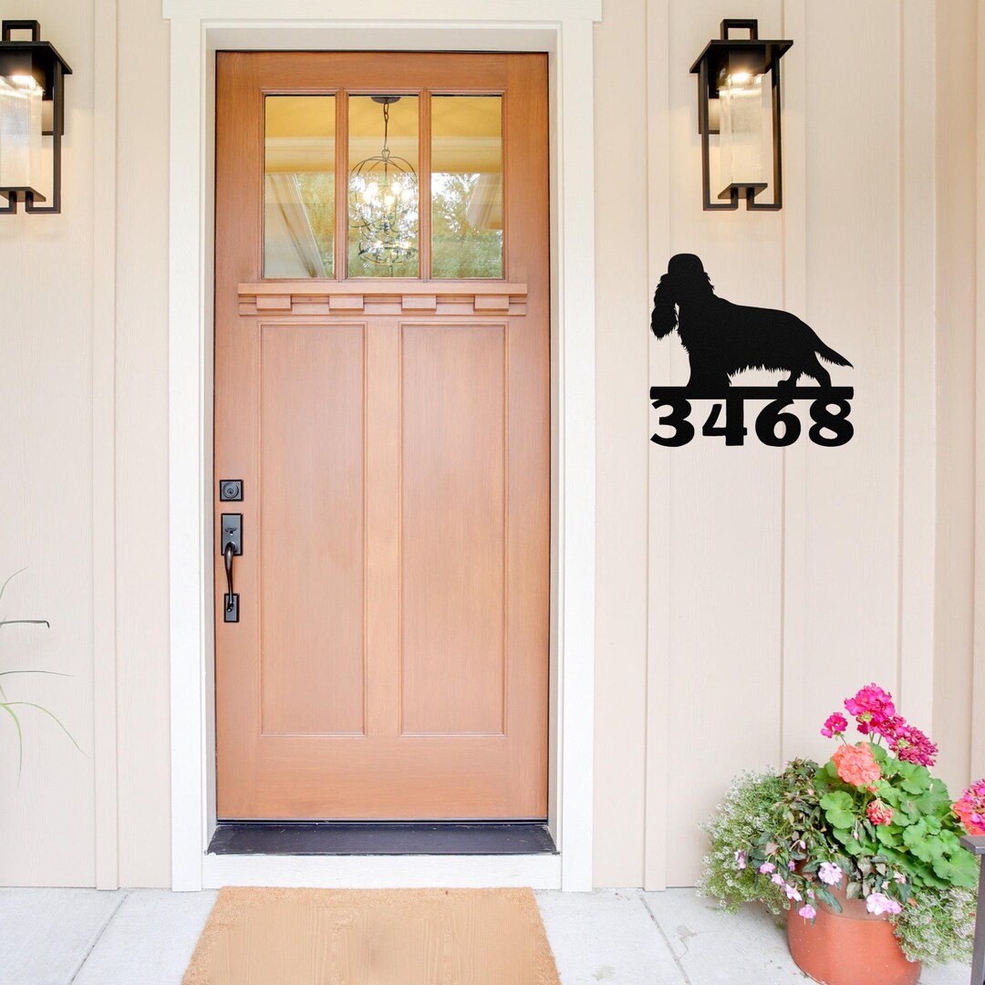 Cocker Spaniel, Custom Metal Address Sign, Hanging Address Sign, Home ...