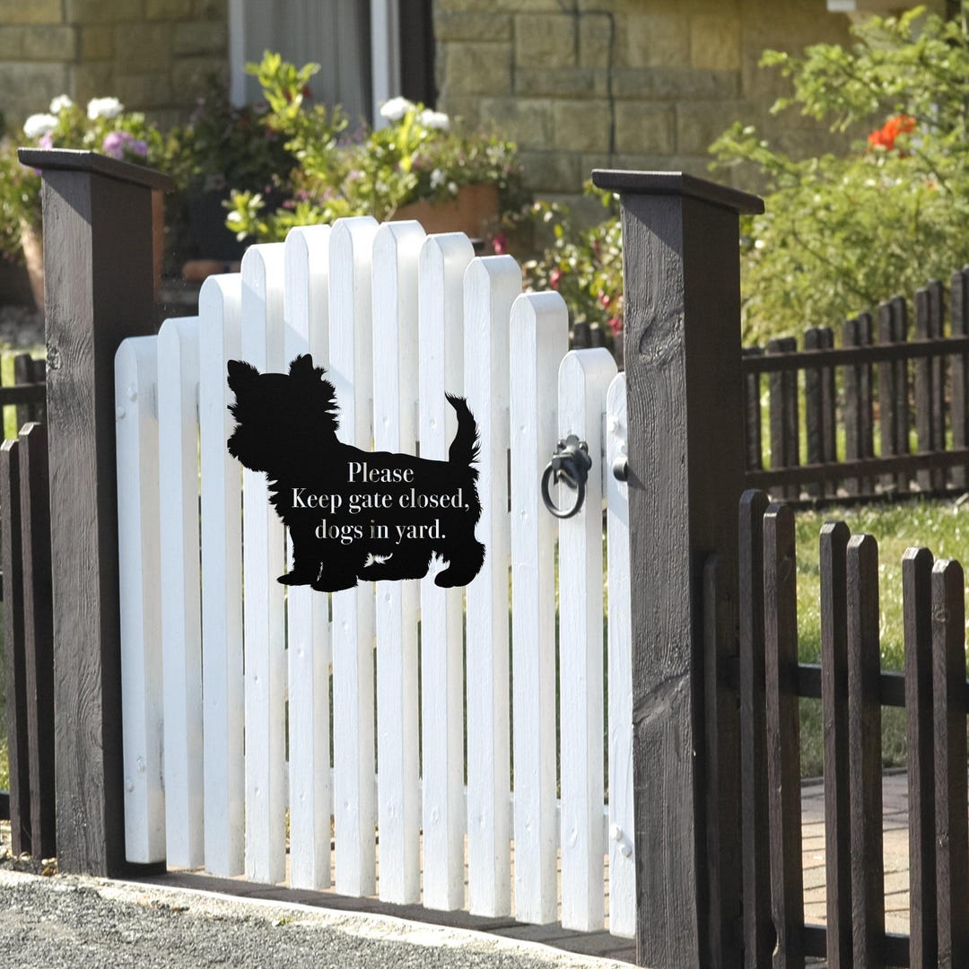 Custom Metal Gate Sign, Dogs in Yard Gate Sign, Keep Gate Closed Sign ...
