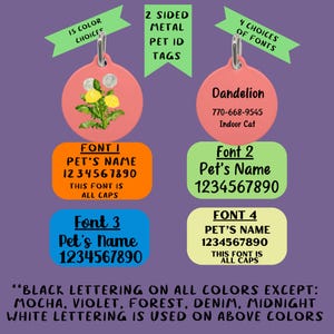 Dandelion Pet ID Tag: Personalized Dog & Cat Collar Accessory - Etsy