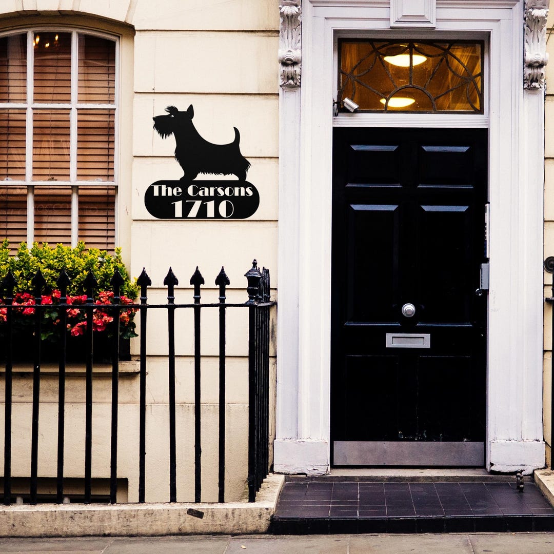 Custom Dog Breed Address Sign: Metal Surname Welcome Sign - Etsy