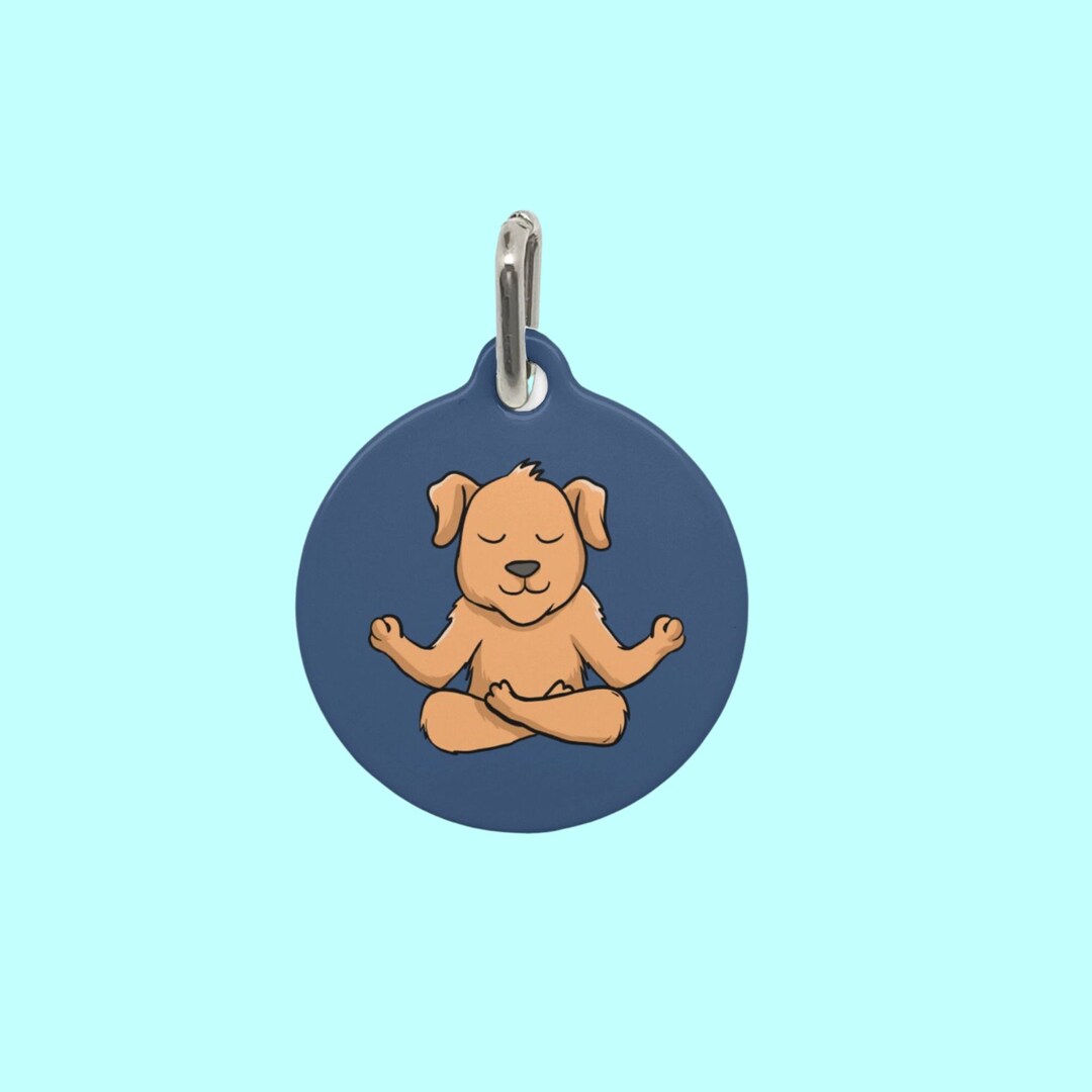 Metal Dog ID Tag, Dog Name Tag for Collar, Yoga Dog Namaste Dog Id Tag ...