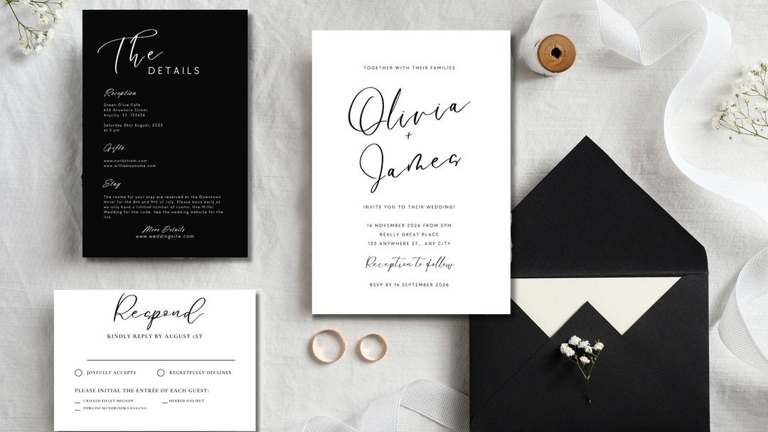 Minimal Wedding Invites, Minimalist Wedding Invite Suite, Modern Invite ...