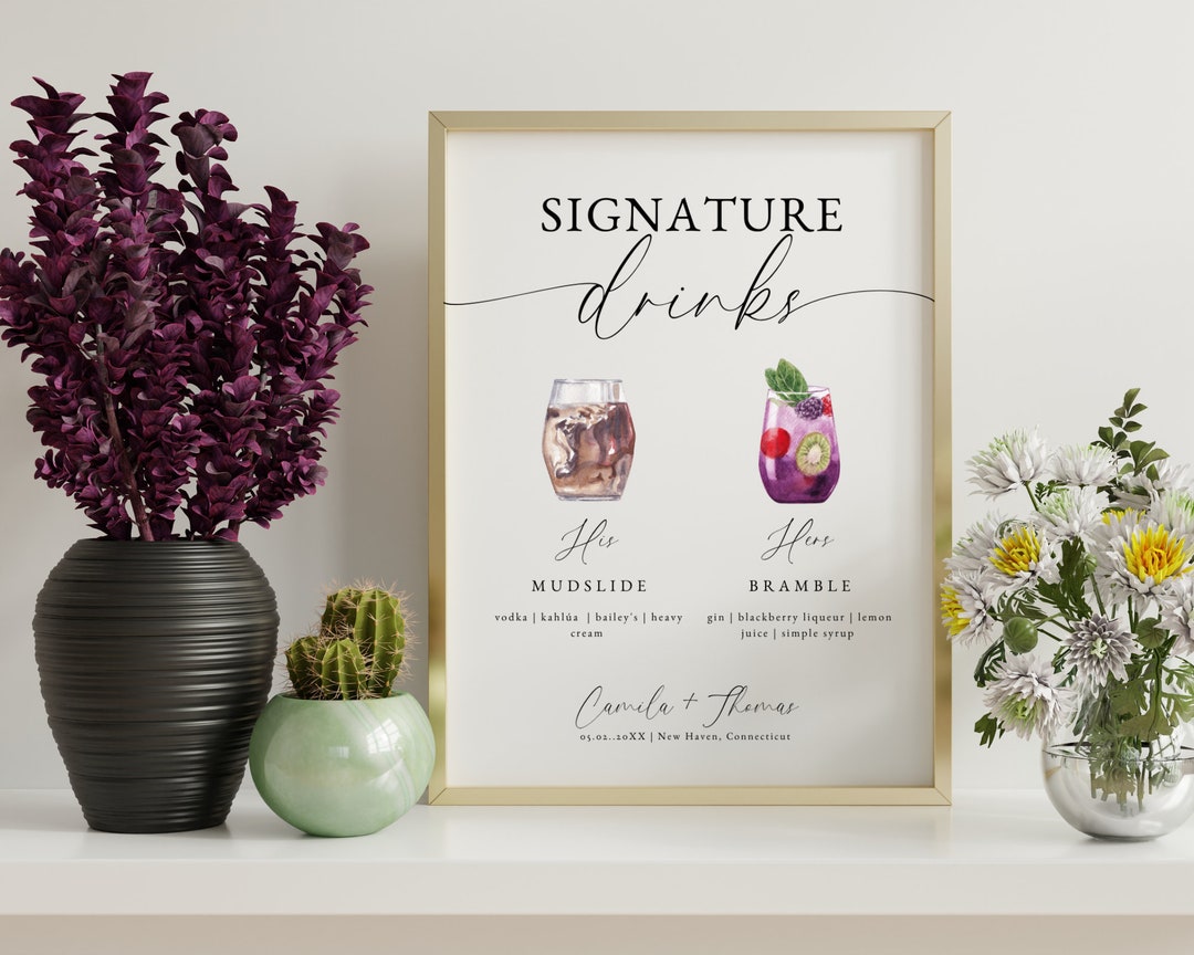 Sign Template, Signature Drink Template, Signature Drink Printable ...