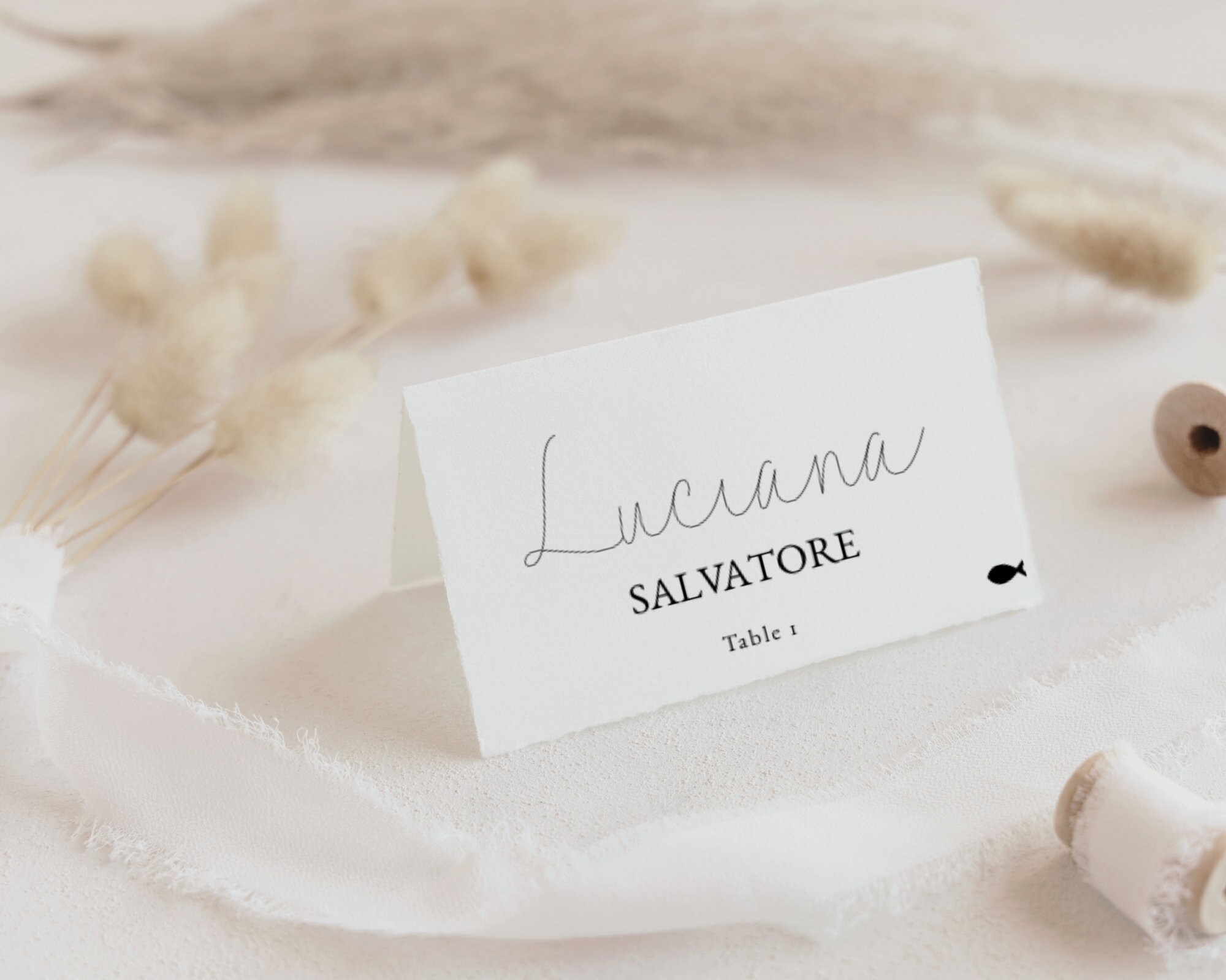 Name Card Template, Minimalist Place Card Template, Printable Name ...